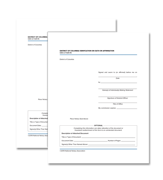 Dc Acknowledgment And Verification On Oath Or Affirmation Certificate Bundle Nna