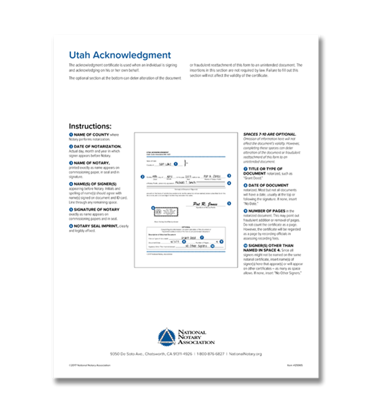 Utah Acknowledgment | NNA