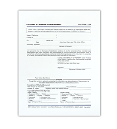 Notary Acknowledgement Form California