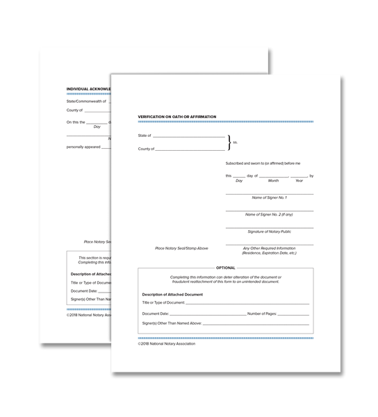 Acknowledgment And Verification On Oath Or Affirmation Certificate Bundle Nna