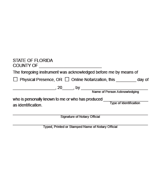 Acknowledgment Stamp - Florida | NNA