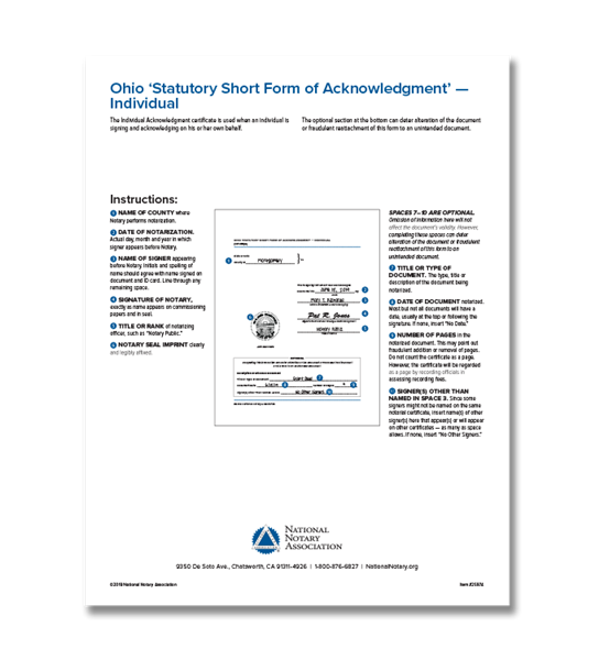 Ohio Individual Acknowledgment | NNA
