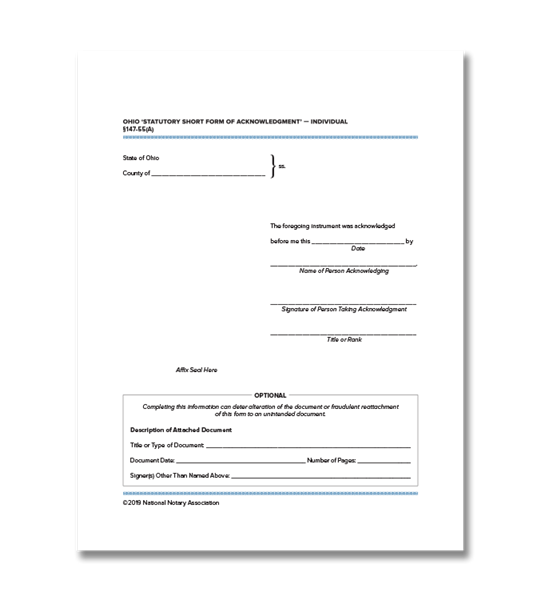 Ohio Individual Acknowledgment | NNA