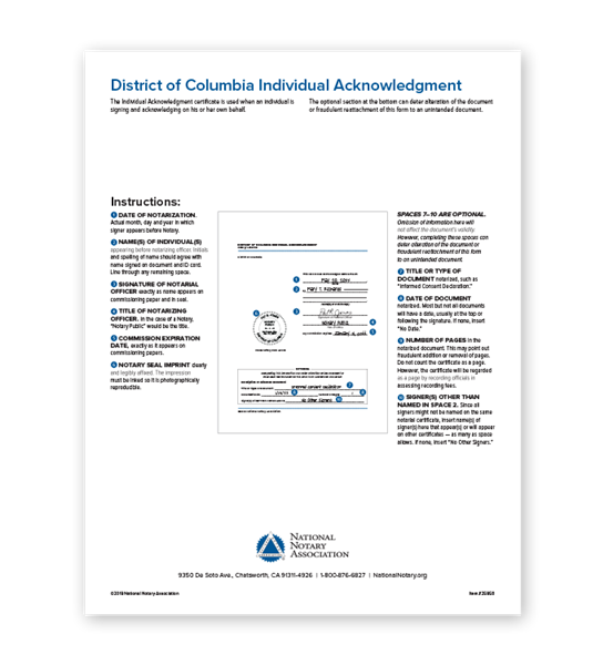 District of Columbia Individual Acknowledgment | NNA
