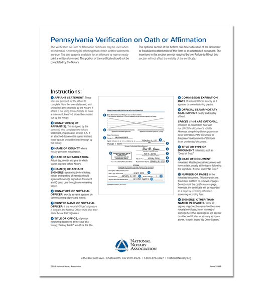 Pennsylvania Verification On Oath Or Affirmation Nna