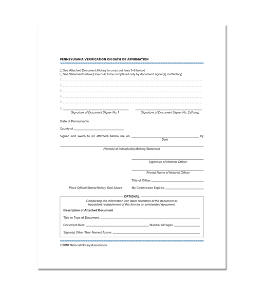 Pennsylvania Verification On Oath Or Affirmation Nna