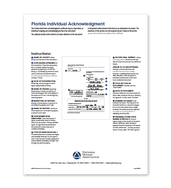 Florida Individual Acknowledgment | NNA
