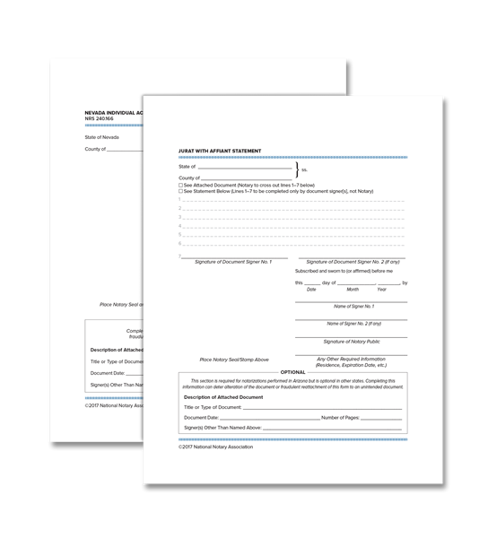 Nevada Acknowledgment and Jurat Certificate Bundle | NNA
