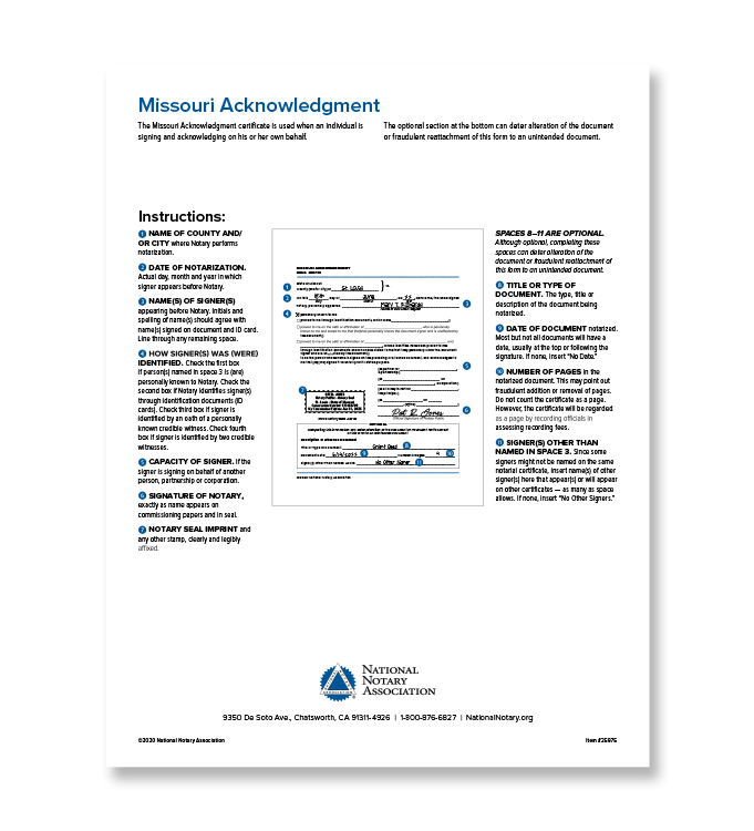 Missouri Acknowledgment | NNA