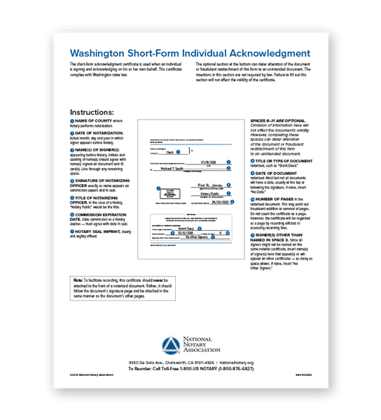 Washington Individual Acknowledgment | NNA