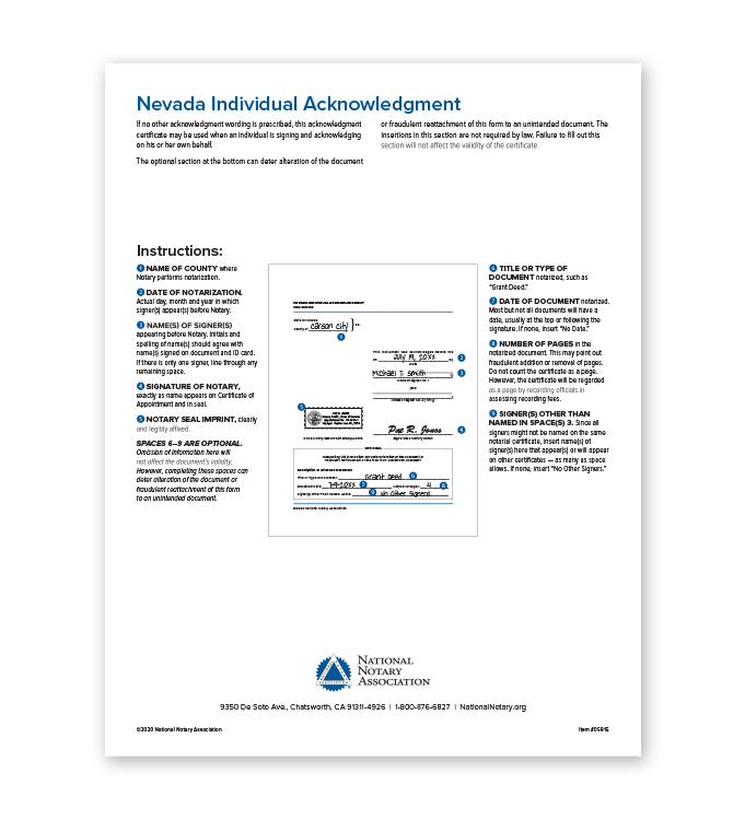 Nevada Individual Acknowledgment | NNA